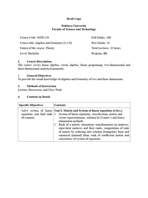 computer ii syllabus pdf matrix mathematics vector space