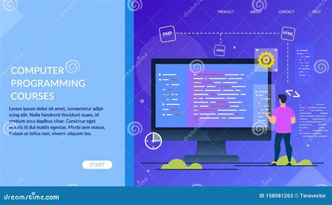 Informative Poster Computer Programming Courses Stock Vector