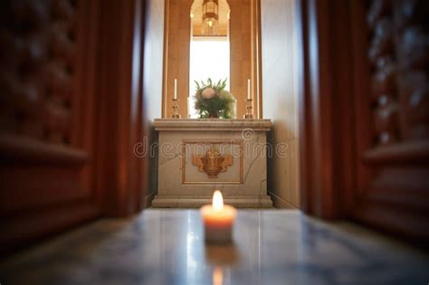 Flickering Candlelight Inside A Stone Mausoleum Stock Illustration