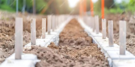 Marking The Foundation Layout For Isolated Footings At A Construction Site Concept Construction
