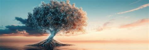 Conceptual Tree With Roots Resembling A Neural Network Showcasing The Link Between Nature And