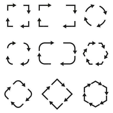 Premium Vector Arrows Icons Set In A Circle Collection Of Black Cursors Pointer Down Up Left