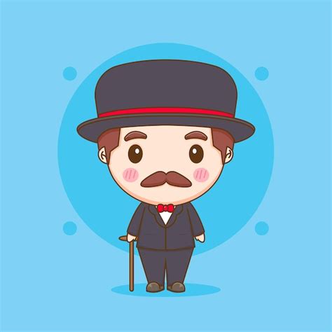 Premium Vector Cute Old Man In Formal Suit Chibi Chracter Illustration
