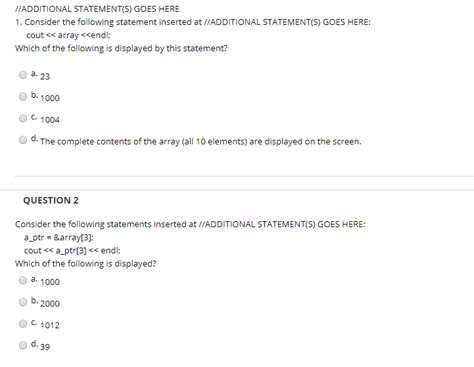 solved questions 1 10 uses the following declarations int