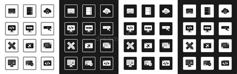 Set Cloud Computing Lock Web And Graphic Design Front End Development