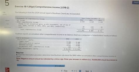 Solved Exercise 18 1 Algo Comprehensive Income Lo18 2