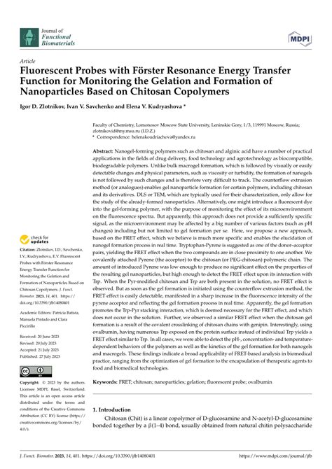 Pdf Fluorescent Probes With Förster Resonance Energy Transfer