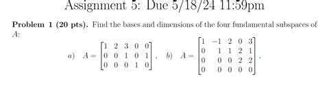 Problem 1 20pts ﻿find The Bases And Dimensions Of