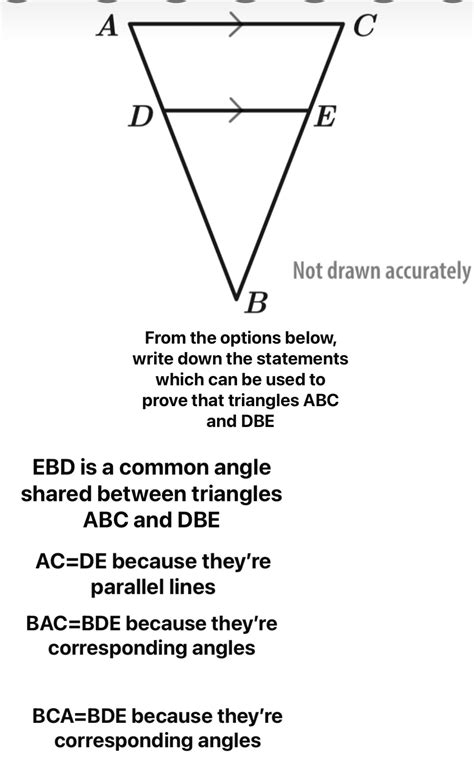 Solved Which Can Be Used To Prove That Triangles Abc And Dbe Ebd Is A Common Angle Shared