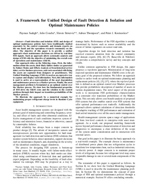 Pdf A Framework For Unified Design Of Fault Detection And Isolation And