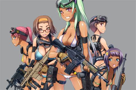 Asaki Takayuki Original Bad Id Bad Pixiv Id 5girls Ammunition