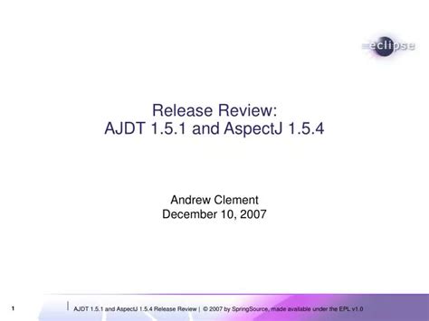 Ppt Release Review Ajdt 151 And Aspectj 154 Powerpoint