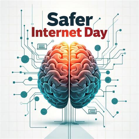 Safer Internet Day Poster Digital Brain With Electronic Circuits Online Safety Cyber Security