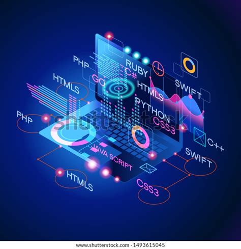 Workflow Group Programmers Programmers Coding Process Stock Vector Royalty Free 1493615045