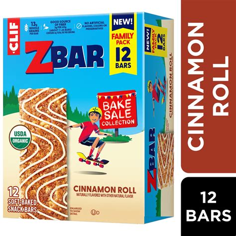 Zbar Cinnamon Roll Soft Baked Energy Snack Bars Organic Granola Bars