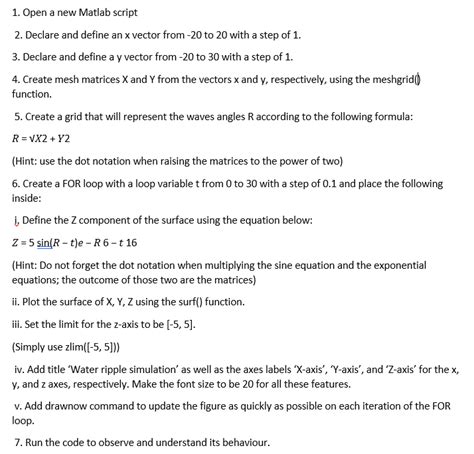 Solved 1 Open A New Matlab Script 2 Declare And Define An Chegg Com