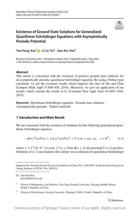 Existence Of Ground State Solutions For Generalized Quasilinear