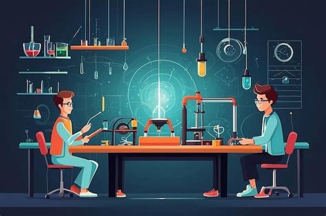 Premium Photo Create A Vector Graphic Of A Physics Lab With Students Conducting Experiments On