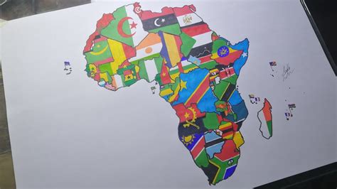 Drawing Africa Flag Map Complete Flag Map Of Africa Drawing Youtube