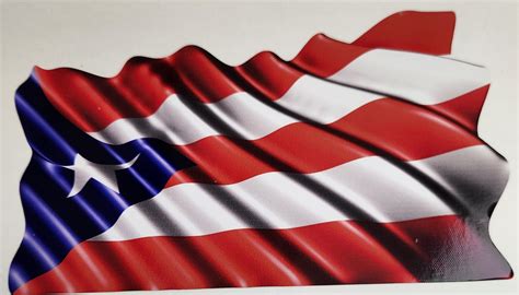 Waving Puerto Rico Flag Full Color Graphic Window Decal Stick