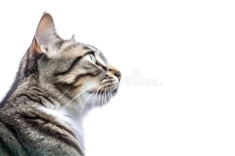 портрет кота мэнкса в профиле на белом фоне пустое пространство аи