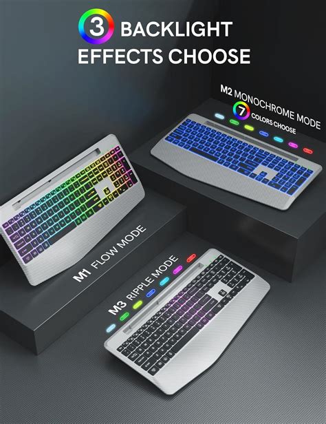 Trueque Wireless Keyboard And Mouse With 9 Colored Backlit Wrist Rest Jiggler Mouse Rechargeable