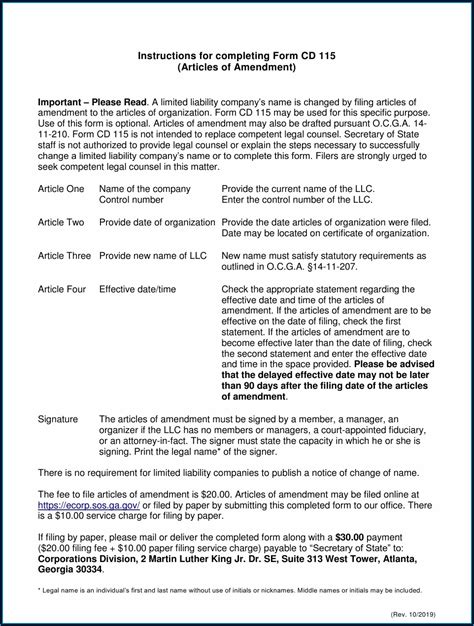 Articles Of Organization Georgia Template Template 2 Resume