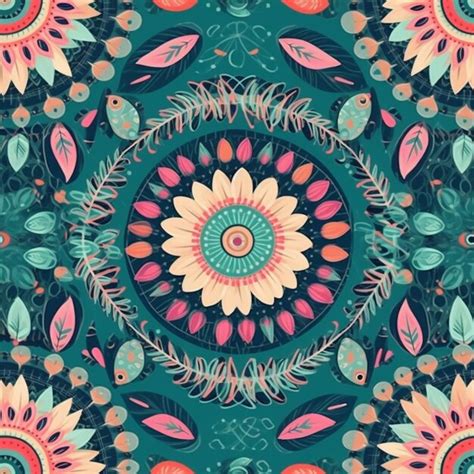 Premium Photo A Colorful Floral Pattern With A Circular Design