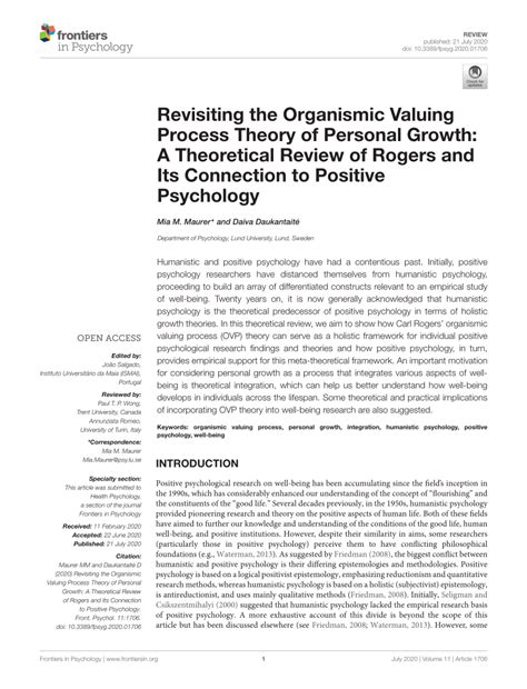 pdf revisiting the organismic valuing process theory of personal