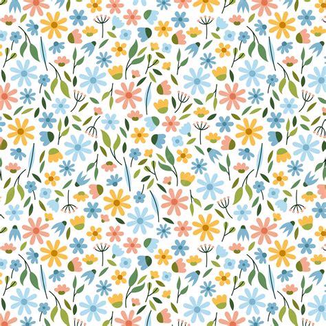 Premium Vector Hand Drawn Flat Small Flowers Pattern