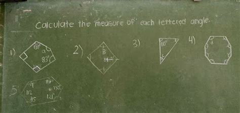 calculate the measure of each lettered angle 1 2 3 4 5 in 4 in 420