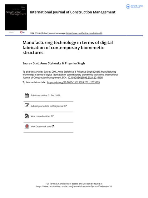 Manufacturing Technology In Terms Of Digital Fabrication Of