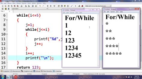 C Language Pattern Printing 02 Nested While Loop Pattern Using For