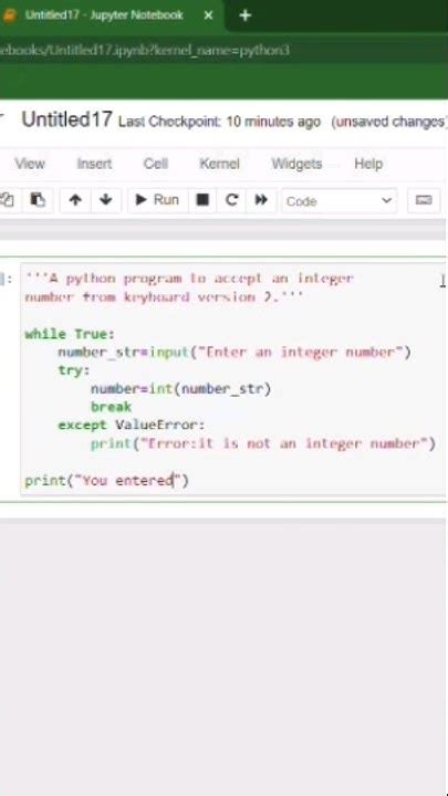 A Python Program To Accept An Integer Number From Keyboard Version 2 Shorts Coding Youtube