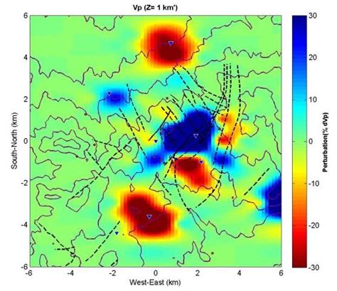 P Wave Velocity Vp At A Depth Of 1 Km Belowed The Surface Download