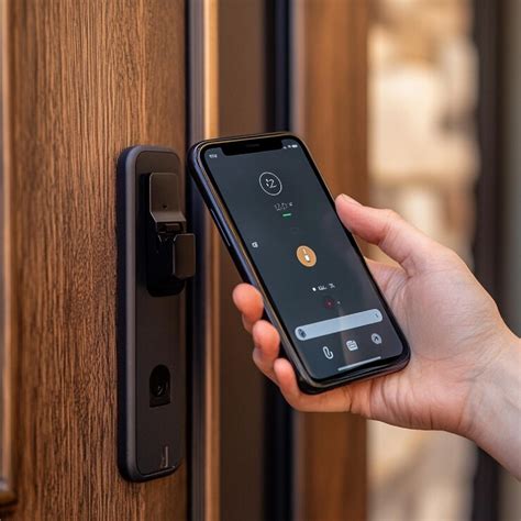 A Person Setting Up And Configuring Smart Locks Using A Mobile App Or