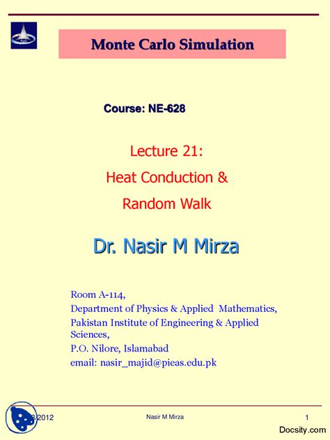 heat conduction and random walks monte carlo simulation modeling and