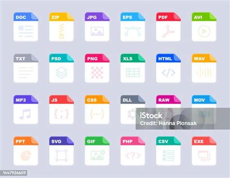 파일 형식 아이콘 플랫 디자인의 파일 형식입니다 파일 및 문서 확장명 Ui에 대한 아이콘입니다 벡터 그림입니다 파일에 대한 스톡 벡터 아트 및 기타 이미지 Istock