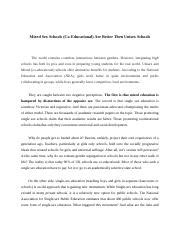 Mixed Sex Babes Are Better Then Unisex Babes Docx Mixed Sex Babes Co Educational Are