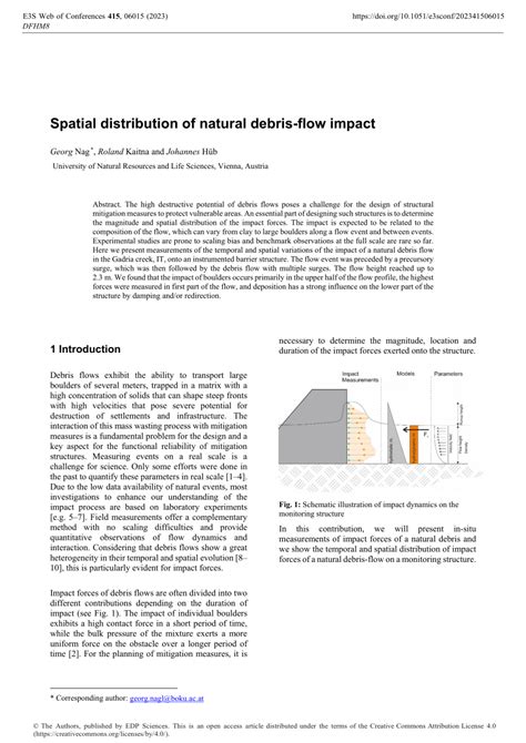 Pdf Spatial Distribution Of Natural Debris Flow Impact