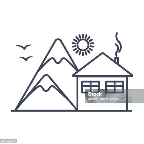숲 선형 아이콘 근처의 오두막입니다 산속의 오두막 야외 레크리에이션 벡터 일러스트 레이 션 0명에 대한 스톡 벡터 아트 및 기타 이미지 Istock