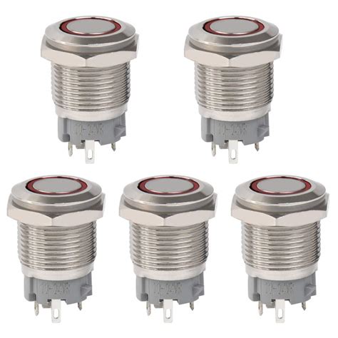 Buy QLOUNI Pcs V V Mm ON Off Latching Push Button Switch With High Round Cap And Red