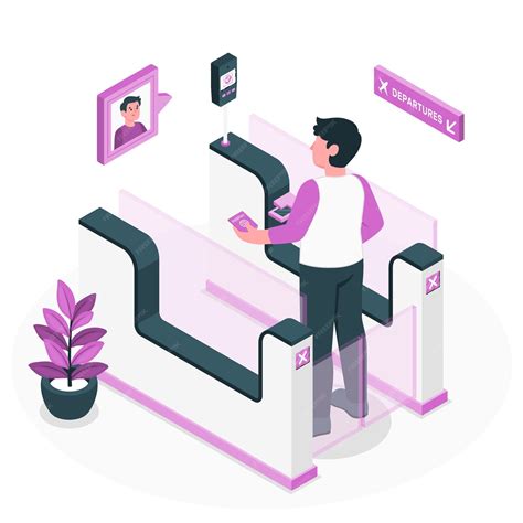 여권 스캔 컨셉 일러스트 무료 벡터