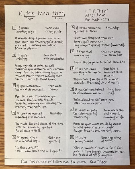 11 If Then Algorithms For Self Care Credit To Ben Meer Follow Him For More Visuals About