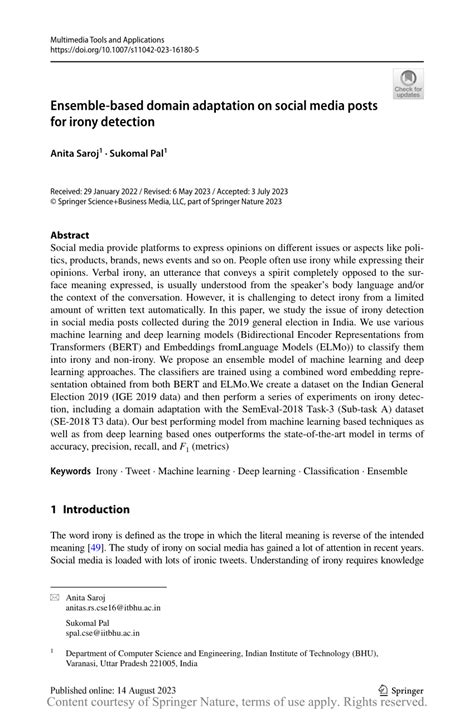 Ensemble Based Domain Adaptation On Social Media Posts For Irony Detection