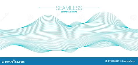 Blue Vector Abstract Line Art Wavy Flowing Dynamic Isolated On White Background Stock Vector