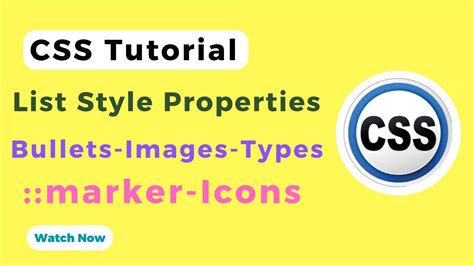 Css List Style Properties Tutorial Custom Bullets Images Icons And Marker Youtube