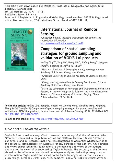 PDF Comparison Of Spatial Sampling Strategies For Ground Sampling And Validation Of MODIS LAI