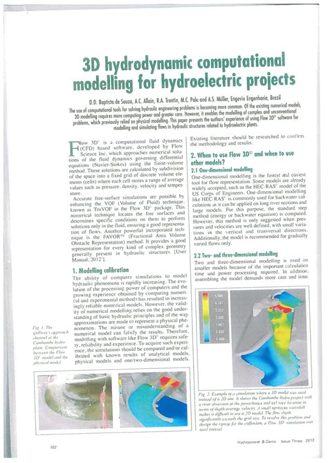 Pdf 3d Hydrodynamic Computational Modelling For Hydroelectric Projects