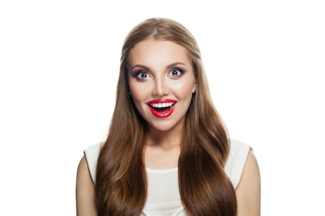 Premium Photo Happy Excited Woman Isolated On White Portrait